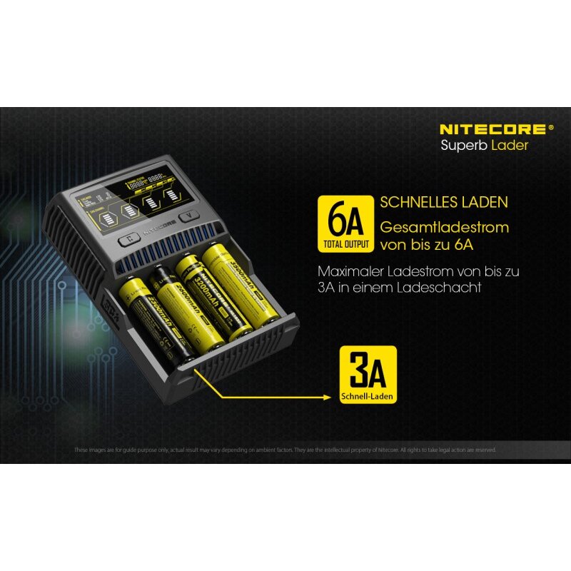NiteCore Sysmax SC4 4-Schacht-Schnellladegerät Intellicharge Akku ...